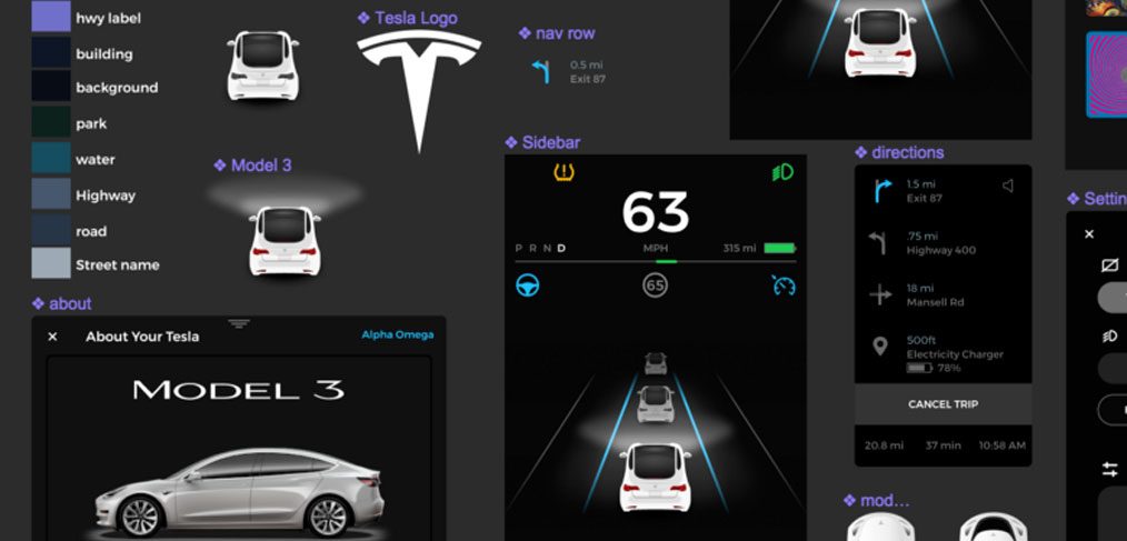 Tesla Model 3 Figma UI kit - UX Crush