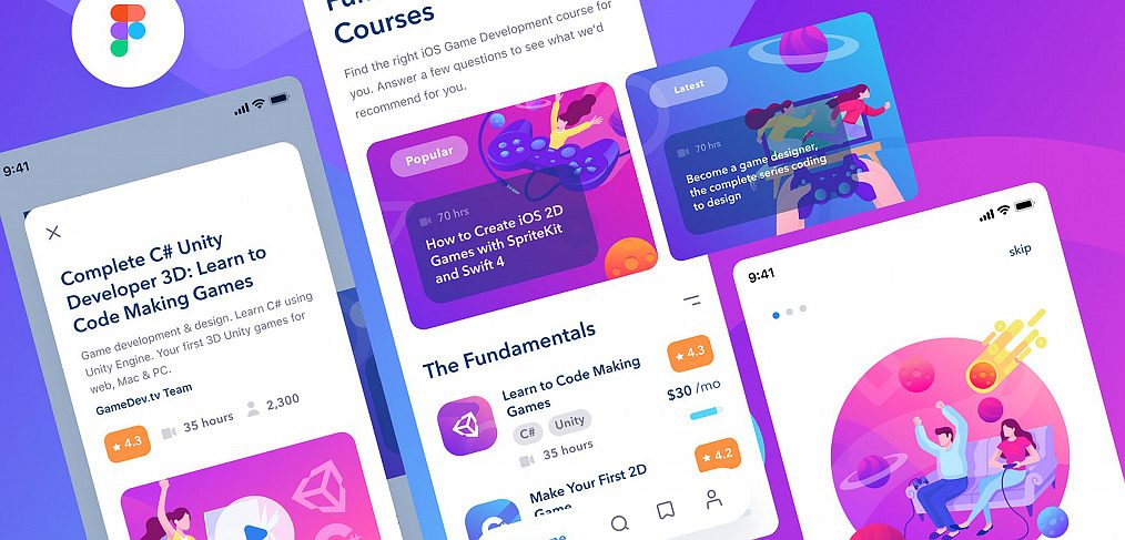 E-learning mobile app Figma template - UXCrush.com