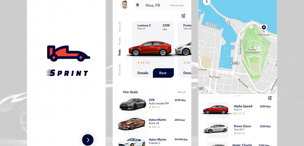 Figma car rental app template - UX Crush