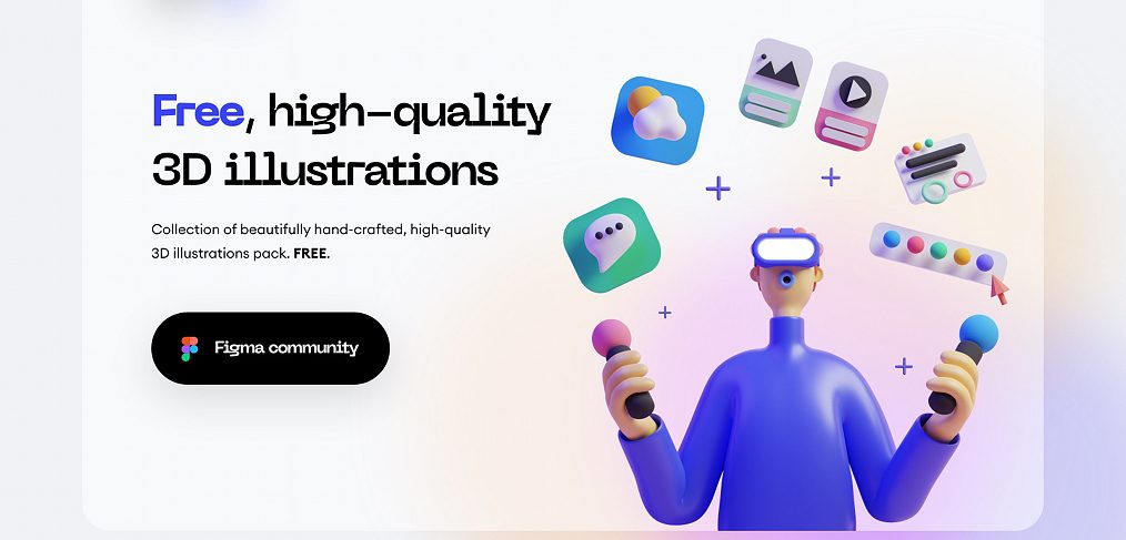 Figma 3D free illustration pack - UX Crush