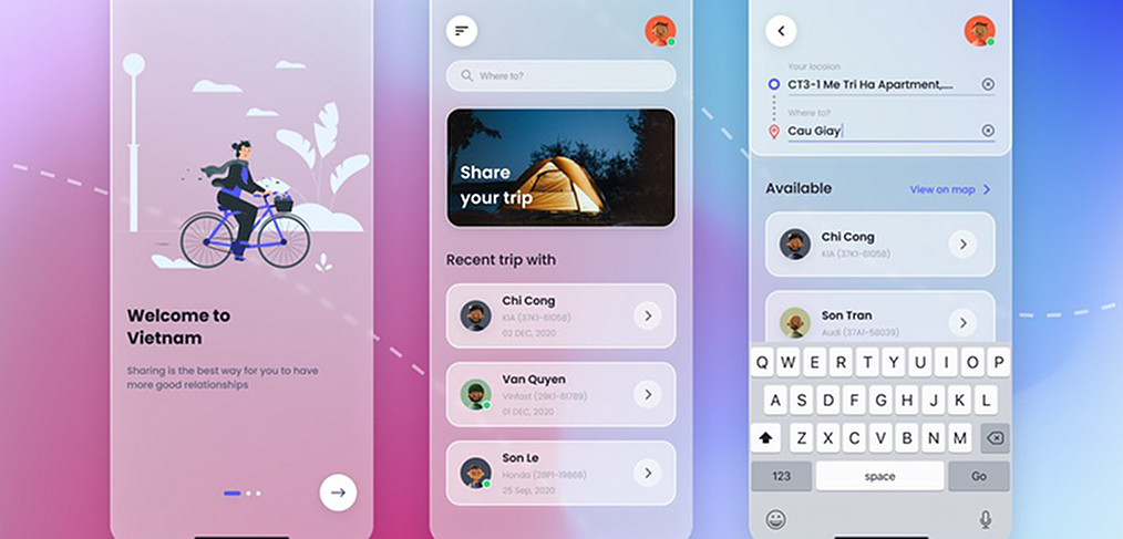 Ride sharing Figma mobile app template - UX Crush