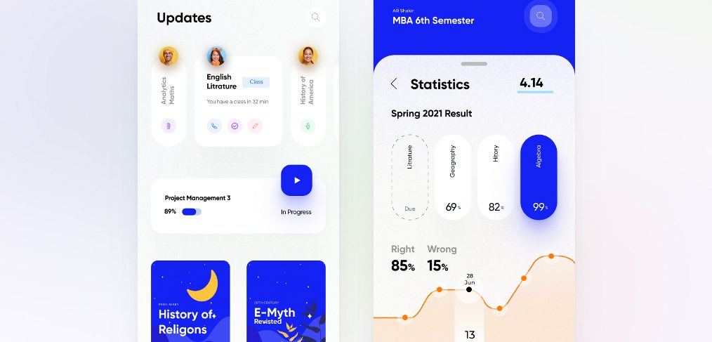 Figma Mobile app template for students - UX Crush