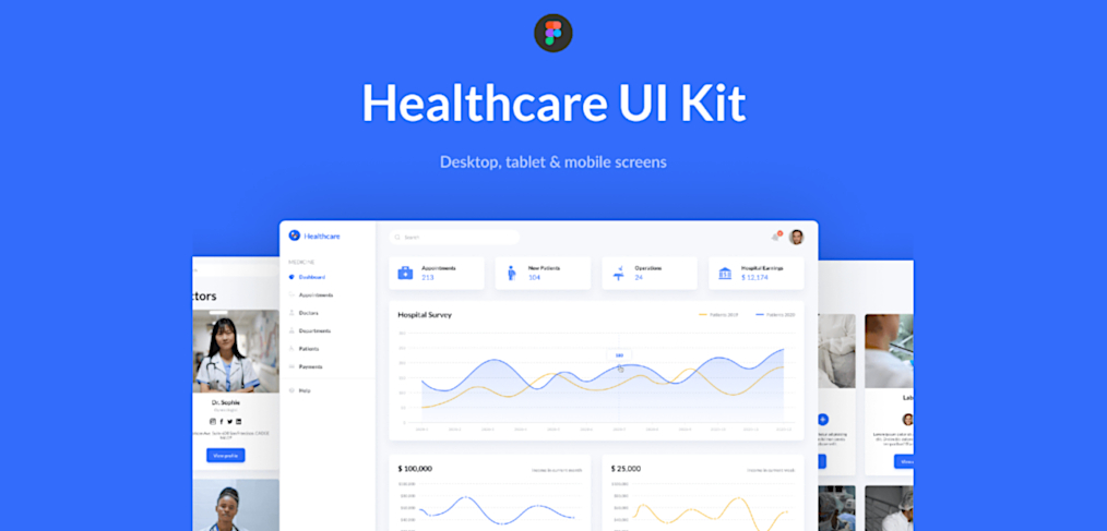 Healthcare Figma Dashboard Template - UX Crush