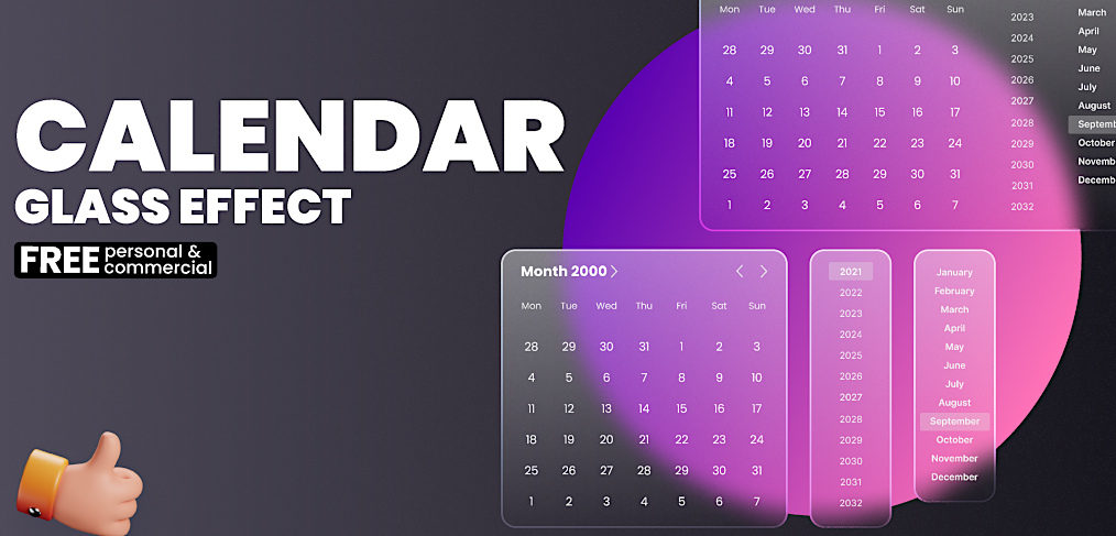 Figma Calendar glass component - UX Crush