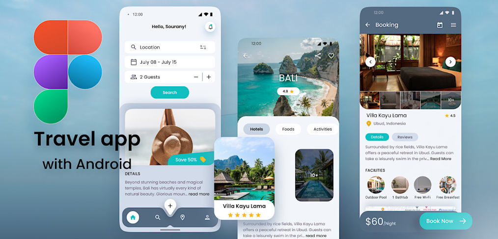 Free Figma Android travel app template - UX Crush